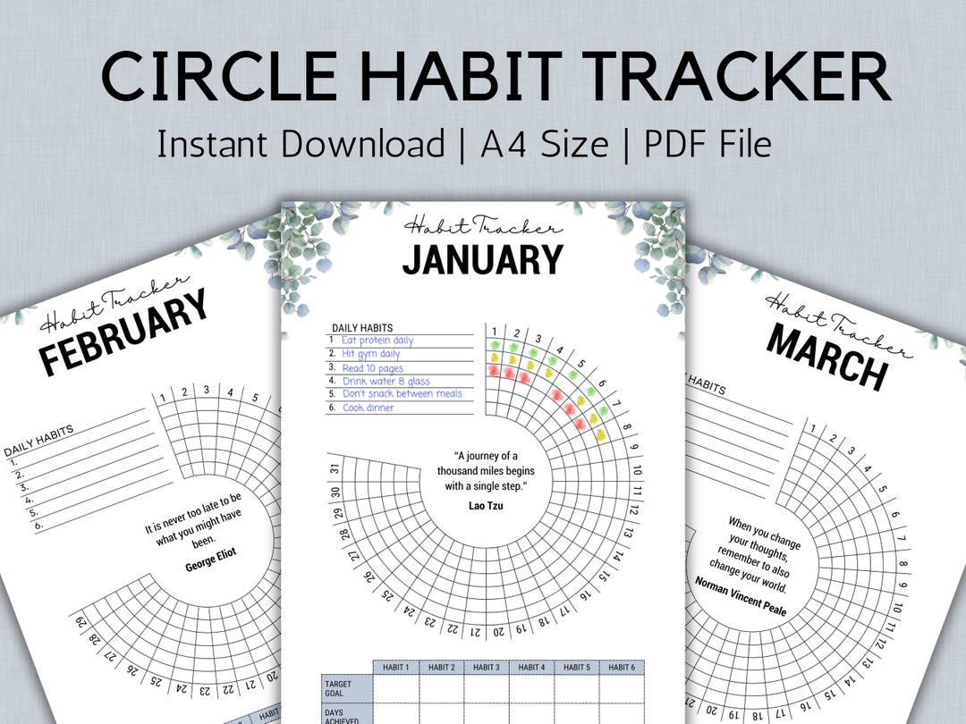 Circle Daily Habit Tracker PDF, Habit Track Printable, Routine Tracking ...