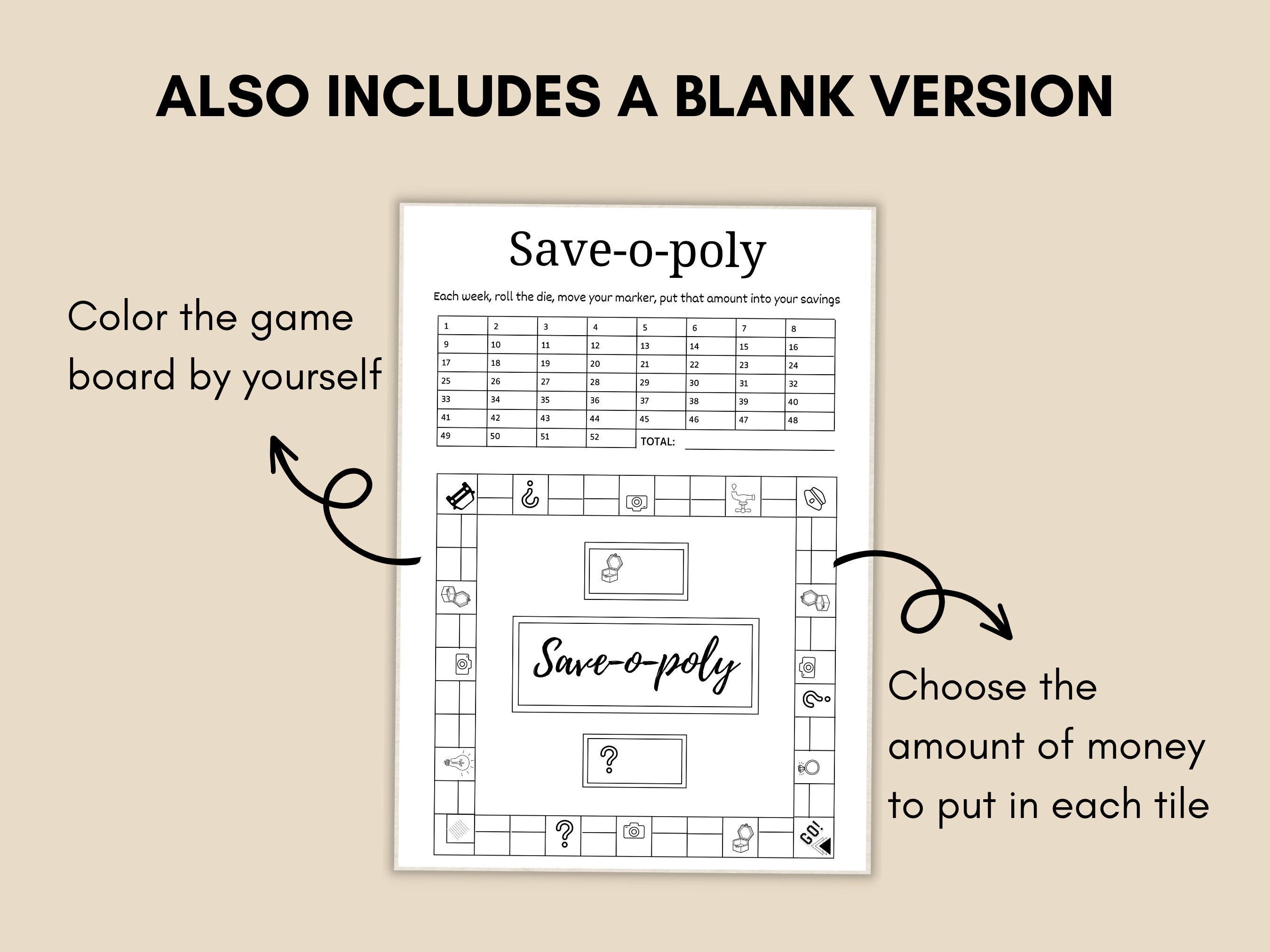 Saveopoly Savings Challenge Printable, Money Savings Challenge, Digital ...