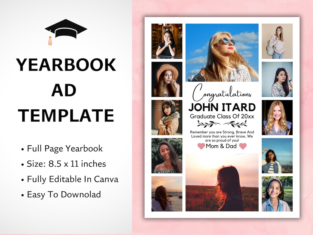 Full Page Graduation Ad Yearbook, Custom Yearbook Template, Editable ...
