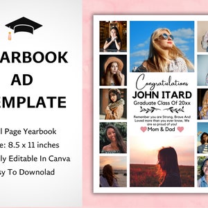 Full Page Graduation Ad Yearbook, Custom Yearbook Template, Editable ...