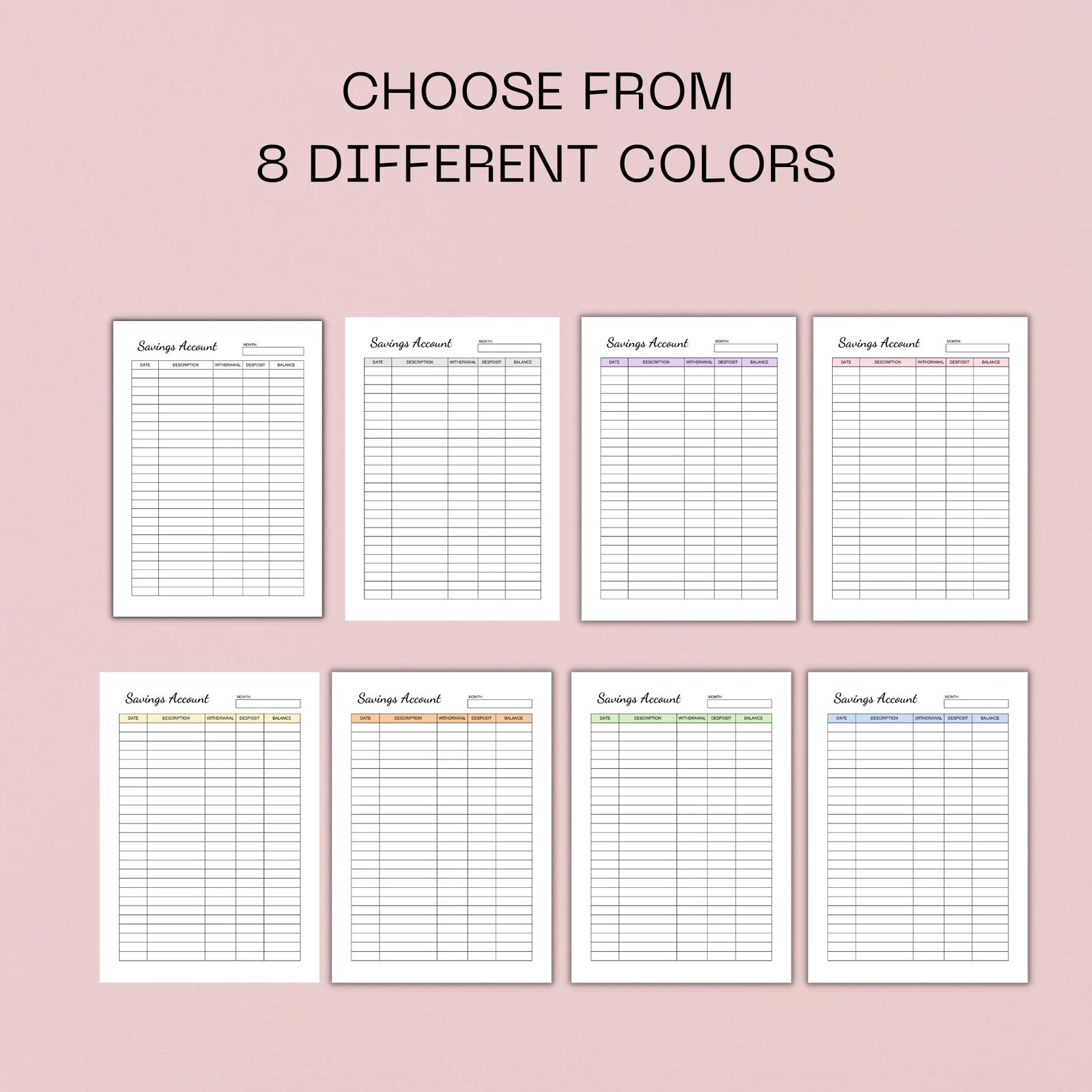 Savings Account Tracker Printable, Personal Savings Tracker, Financial ...
