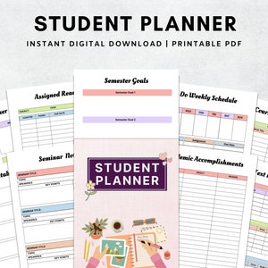 Printable Student Planner Bundle, Adhd Study Planner, Academic Planner ...