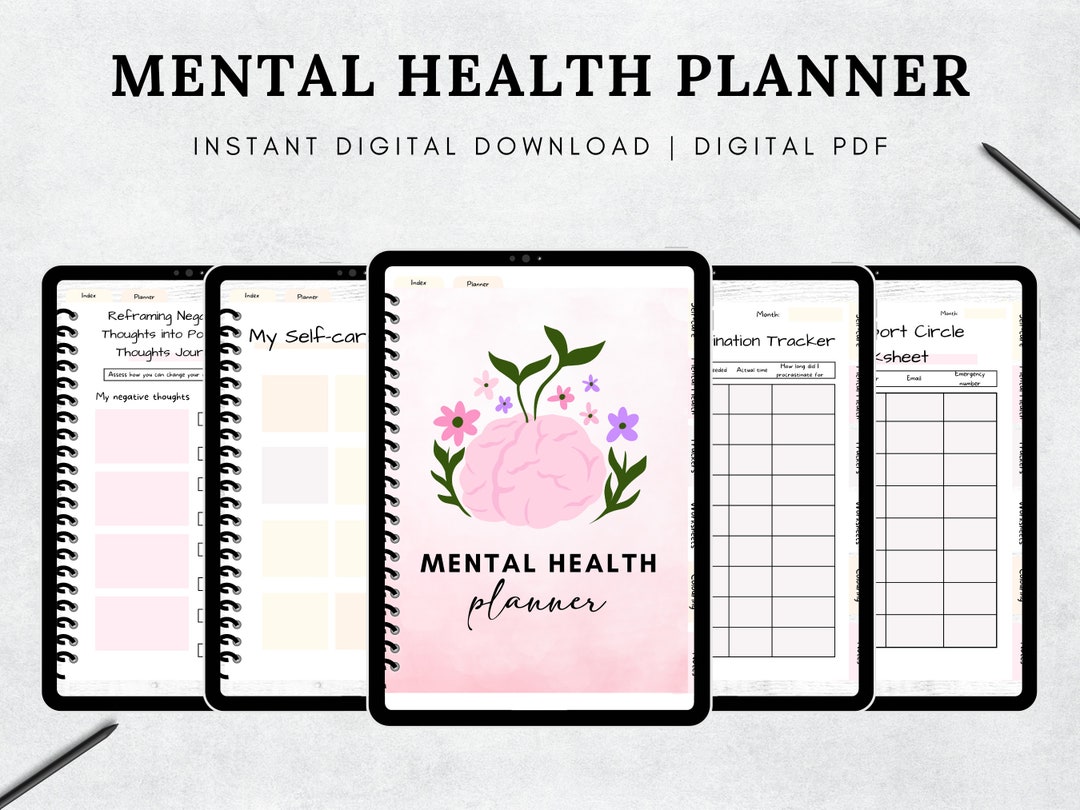 Mental Health Planner Digital, Mental Health Journal, Anxiety Mood ...