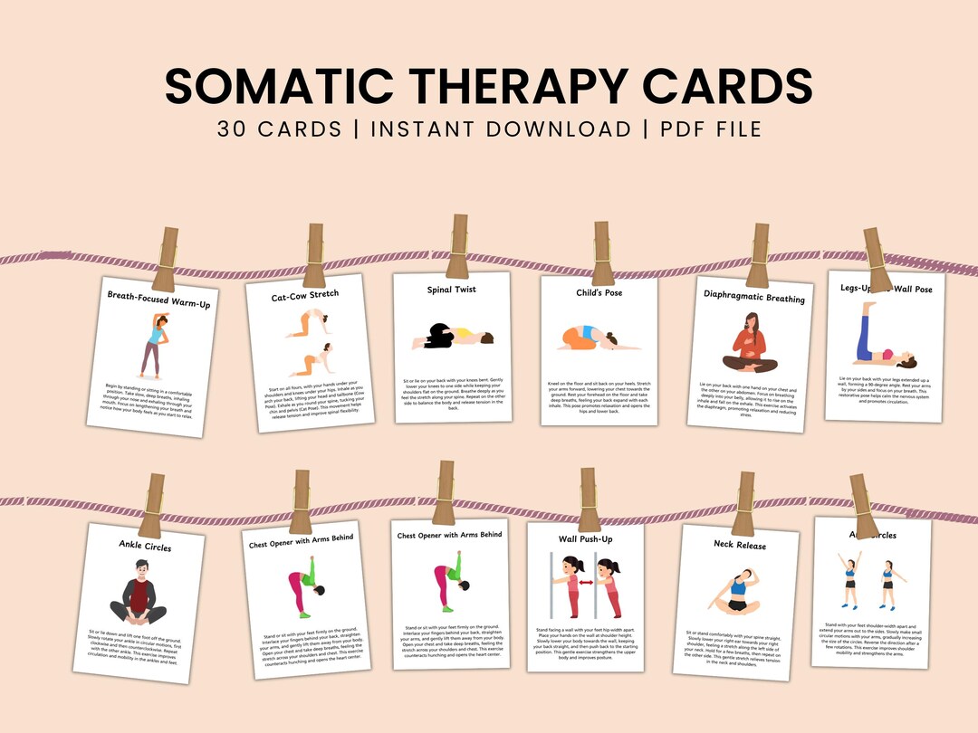 Somatic Psychotherapy Coping Skills Cards, Somatic Exercises for ...