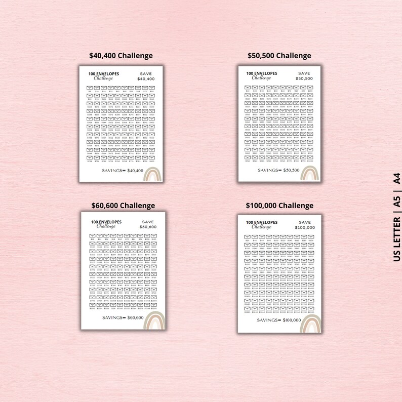 Printable 100 Envelope Challenge Bundle, Savings Challenge, Savings ...
