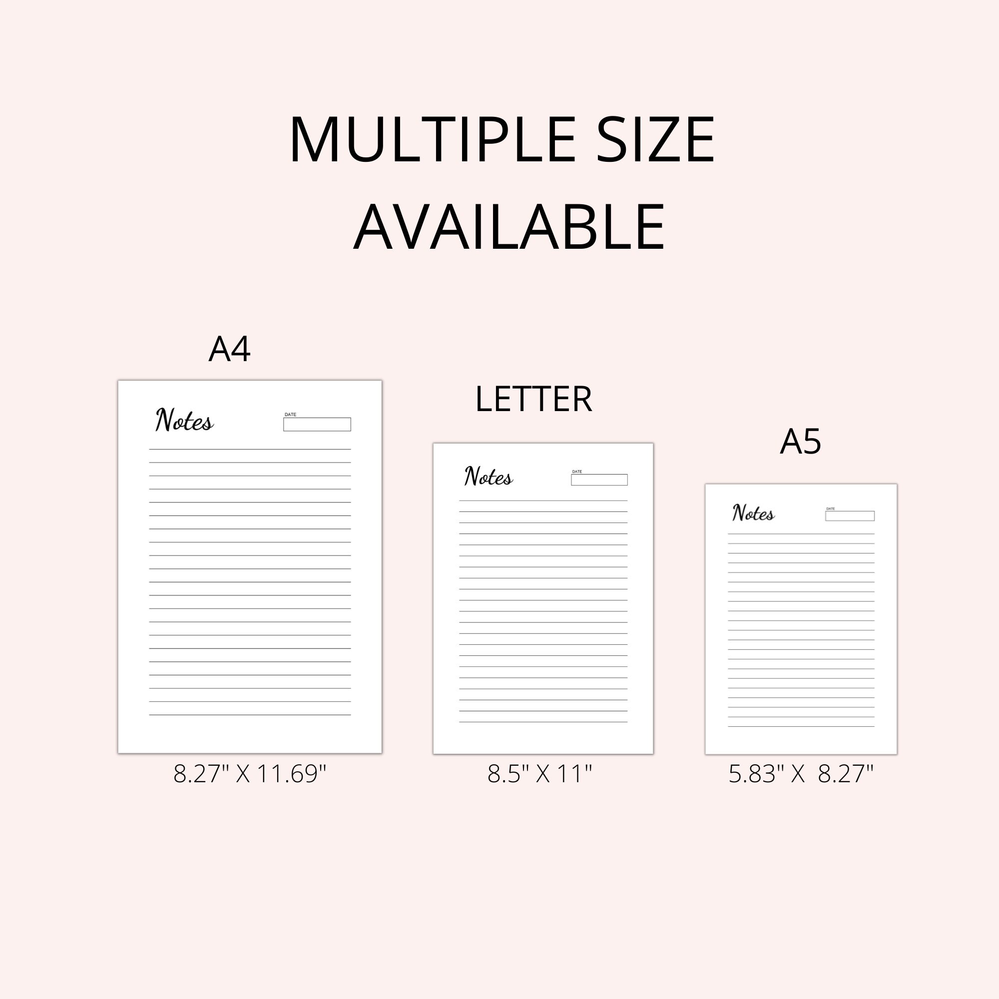 Minimalist Lined Notes Page Printable Writing Paper Journal - Etsy