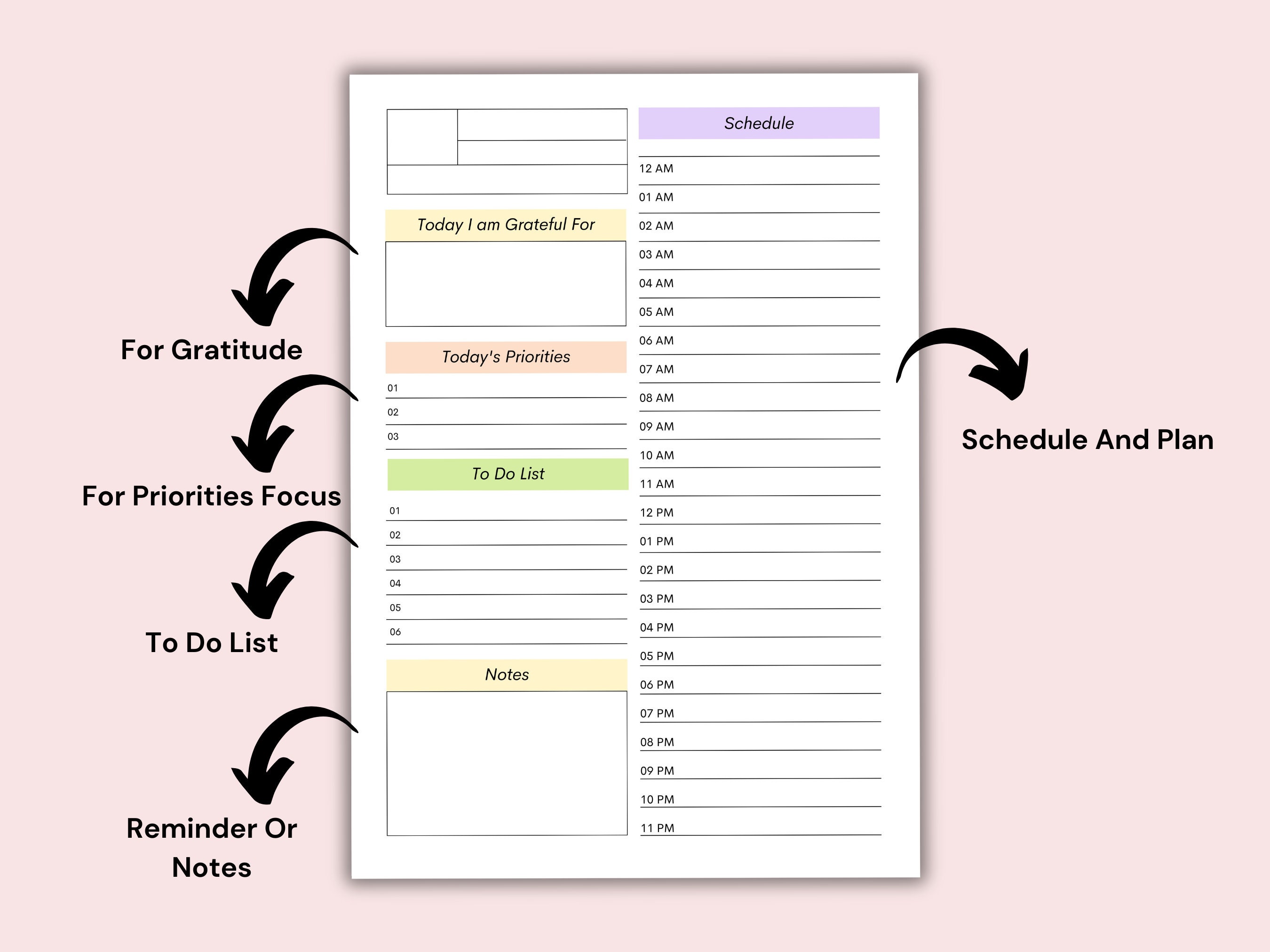 Hourly Daily Planner Printable, Time Blocking Template, Work Day ...