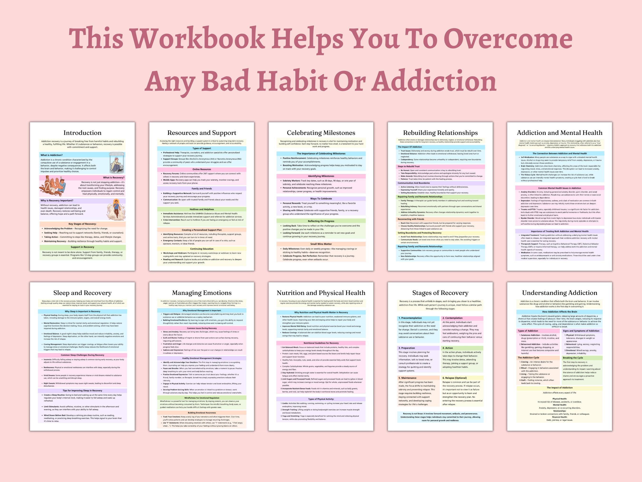 Addiction Recovery Workbook, Addiction Recovery for Adults, Practical ...
