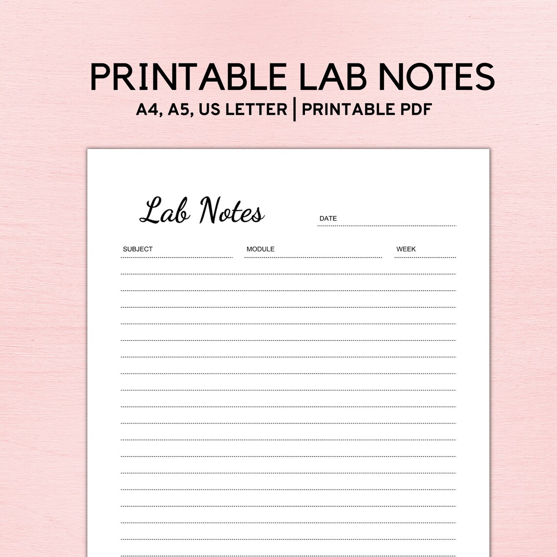 Printable Lab Notes Lined Paper Printable Notes Lecture - Etsy