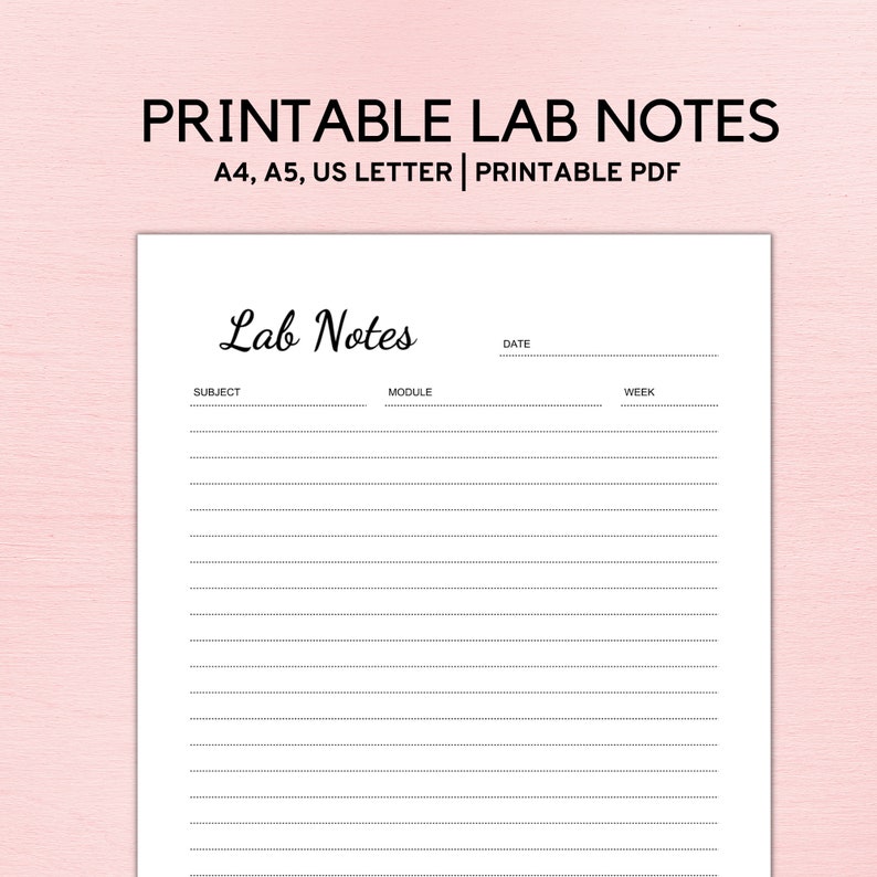 Printable Lab Notes Lined Paper Printable Notes Lecture - Etsy