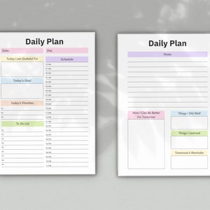 Editable 2 Page Daily Planner Template Printable, Productivity Planner ...