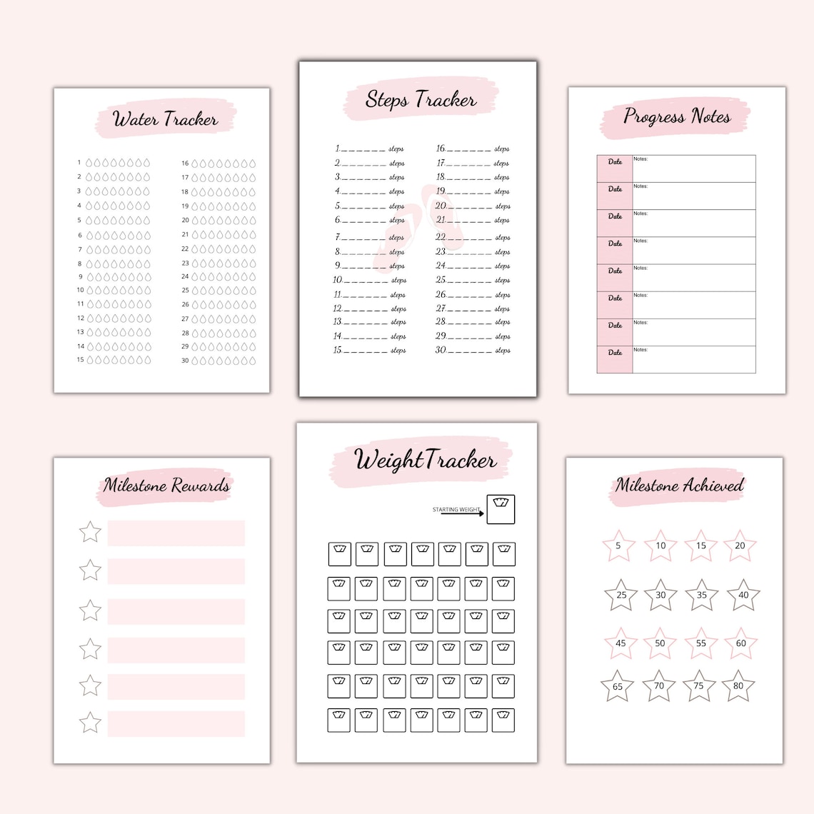 Pink Weight Loss Journal Printable PDF, Weight Loss Tracker, Weight ...