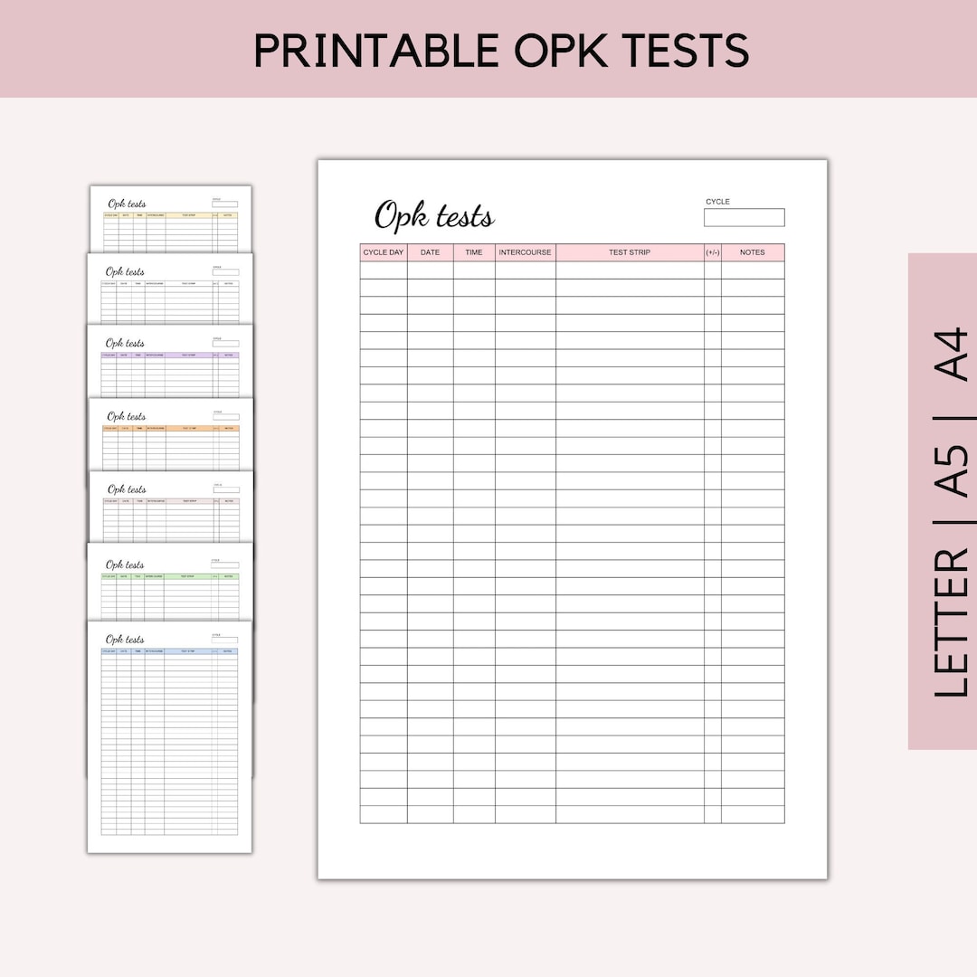 Printable OPK Test Sheet, Fertility Planner, Pregnancy Planner ...