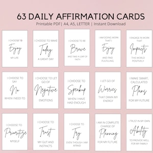 63 Affirmation Cards Printable, Affirmation Cards Digital, Vision Board ...