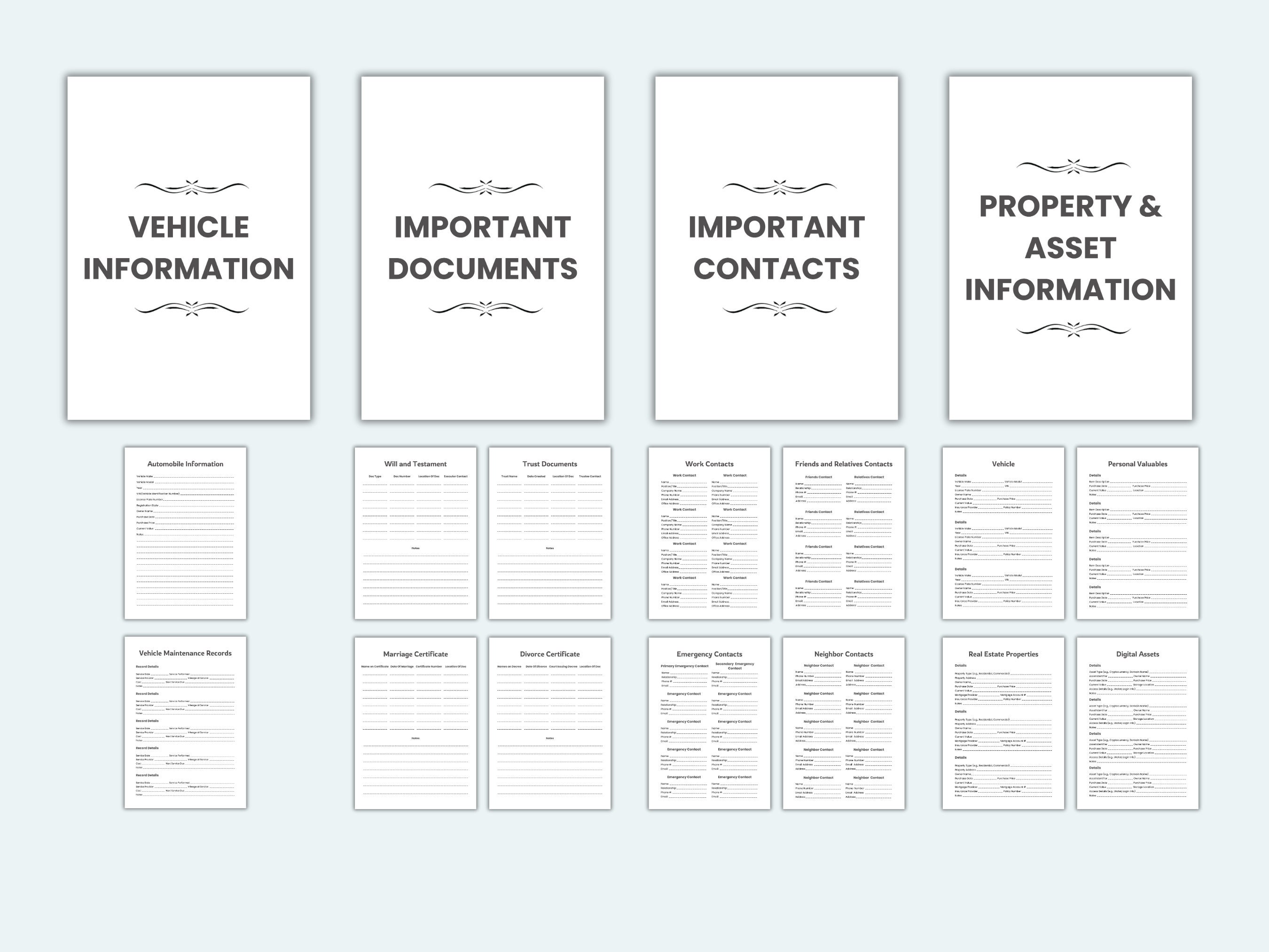 End of Life Planner Printable, Emergency Binder Printable, Beneficiary ...