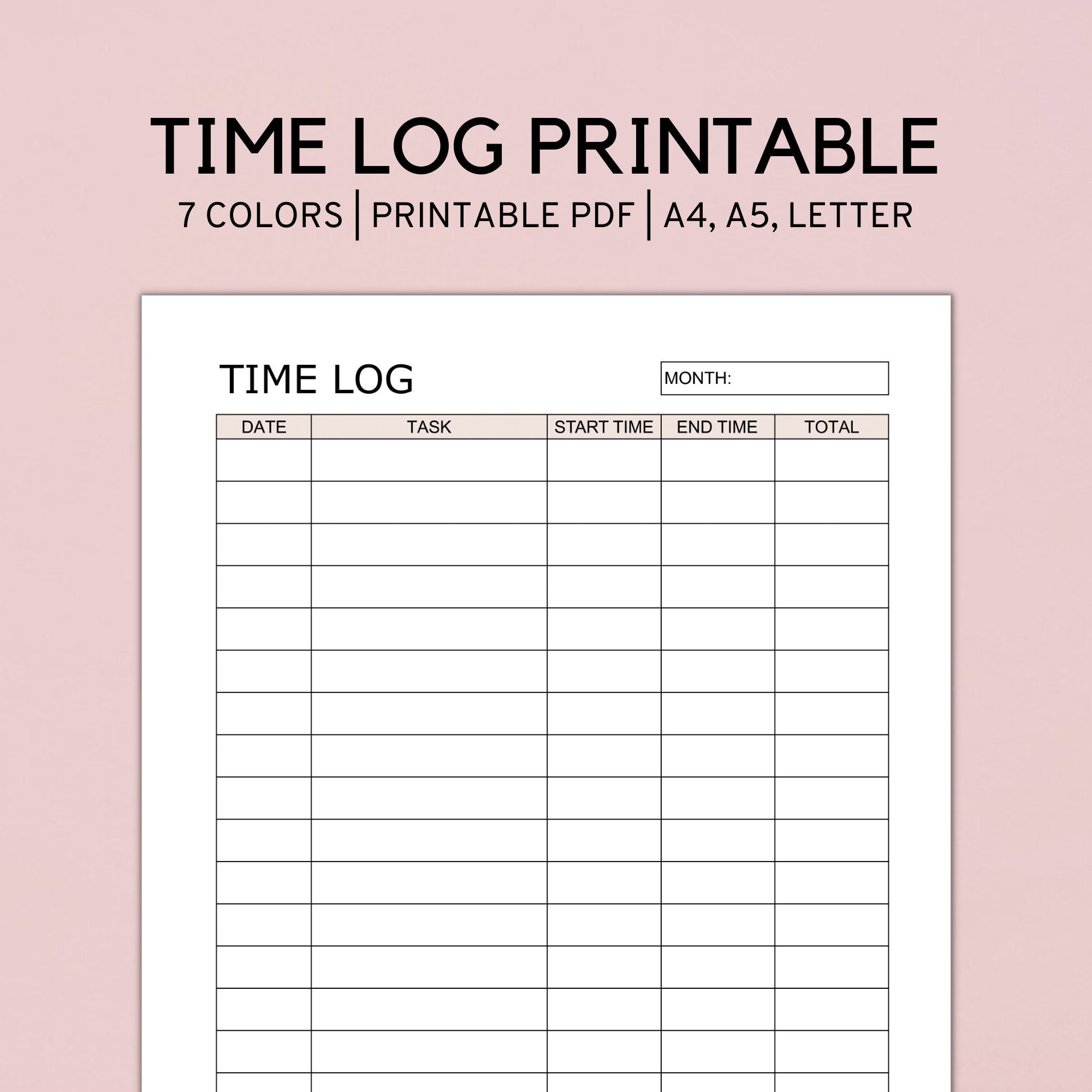 Time Log Printable Task Tracker Task Time Log Time Tracker - Etsy Australia