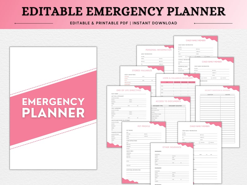Editable Emergency Binder End of Life Planner Printable - Etsy