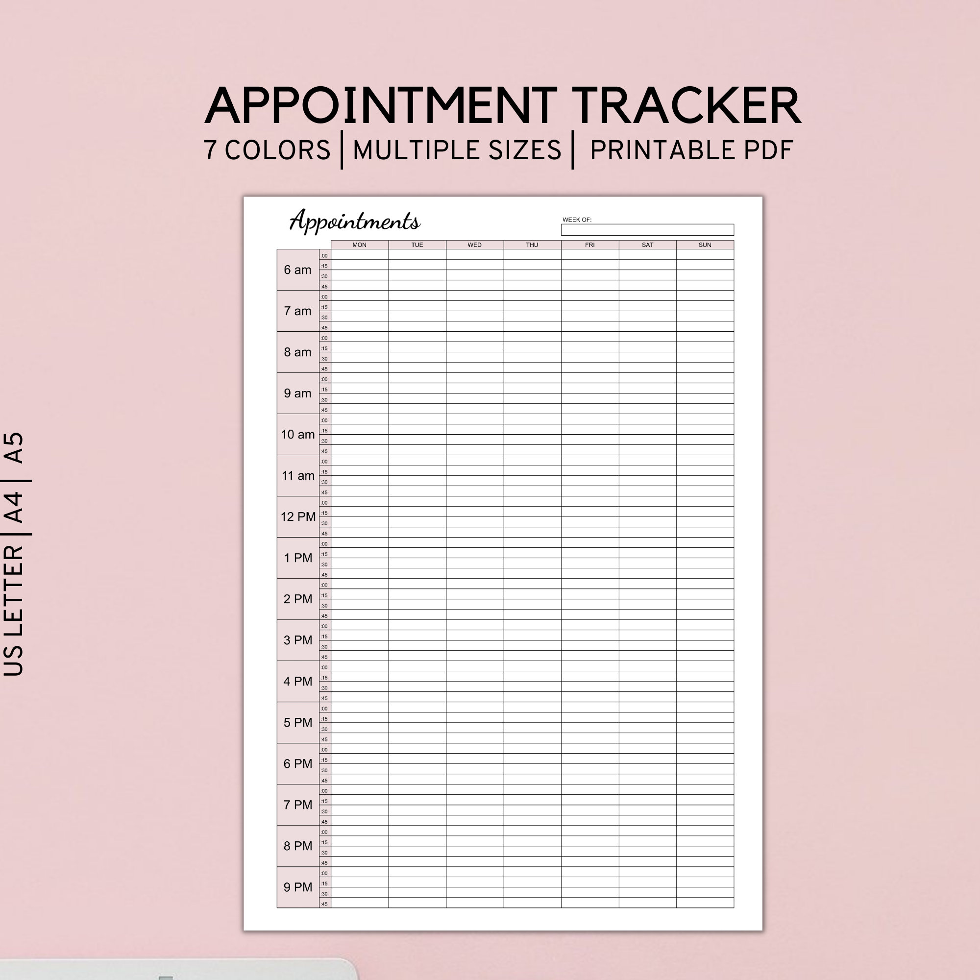 Appointment Tracker Printable 15 Minute Interval Appointment - Etsy