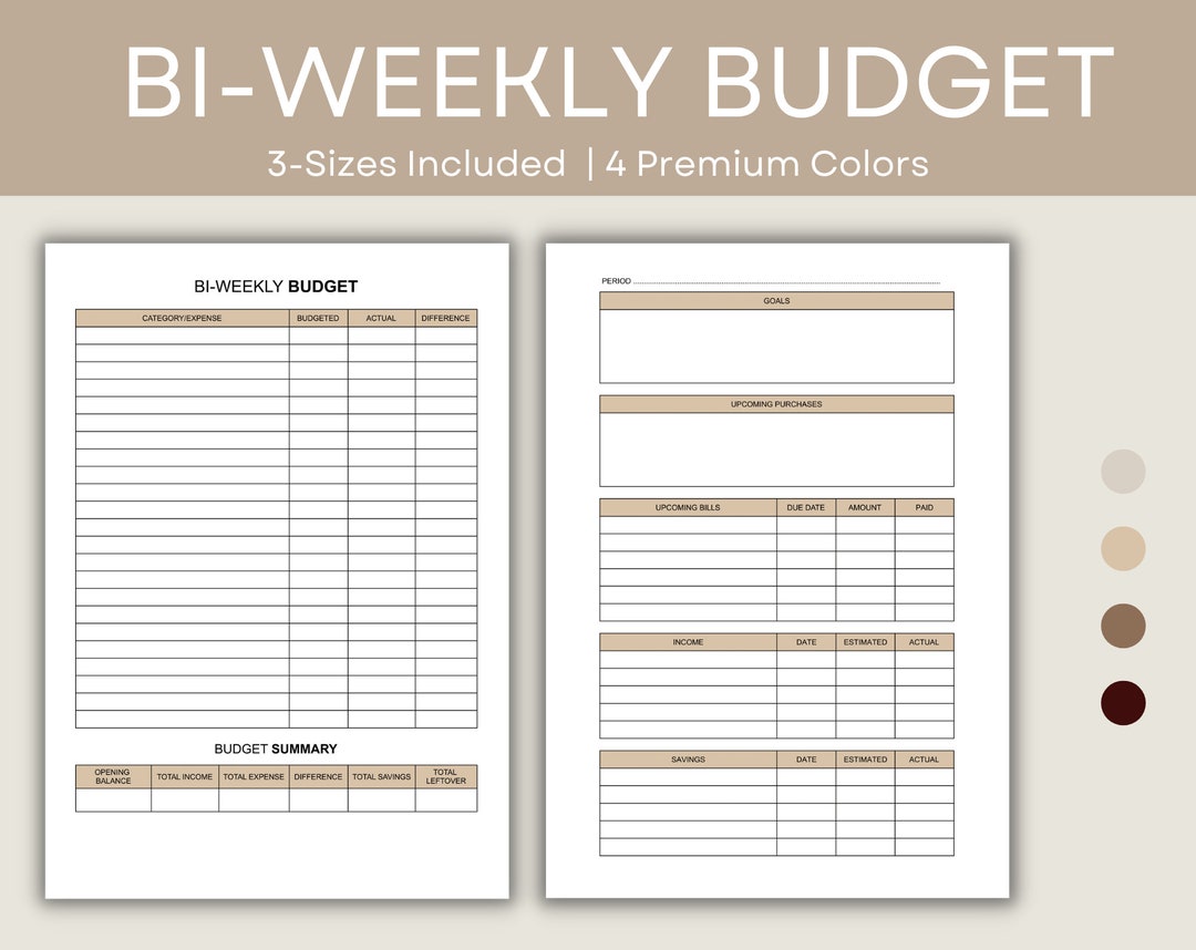 Bi Weekly Budget Planner Template, Paycheck Budget Printable, Budget ...