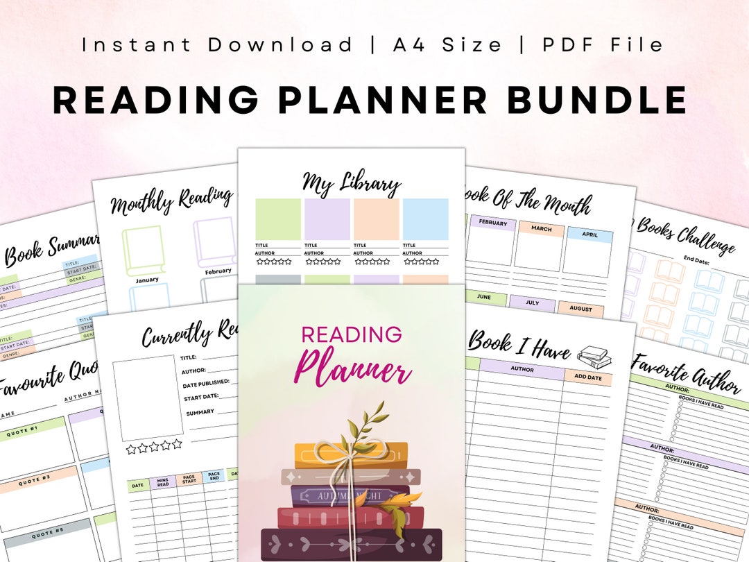 Book Reading Planner Bundle Printable, Reading Planner, Book Review ...
