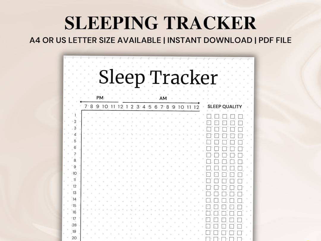 Monthly Sleep Log, Printable Sleep Chart, Sleep Quality Tracker, Sleep ...