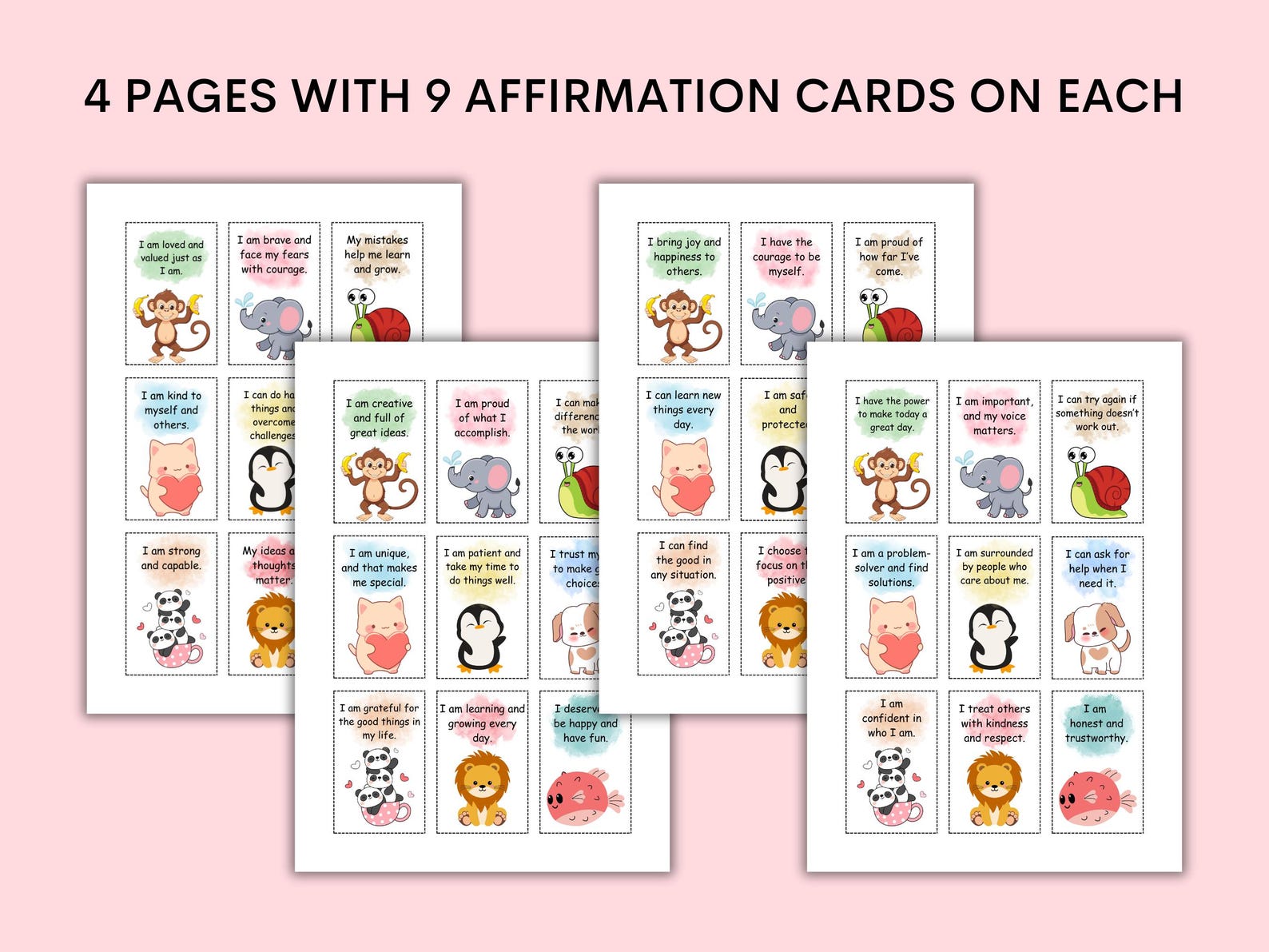 36 Affirmation Cards for Kids, Positive Affirmations Printable | Growth ...