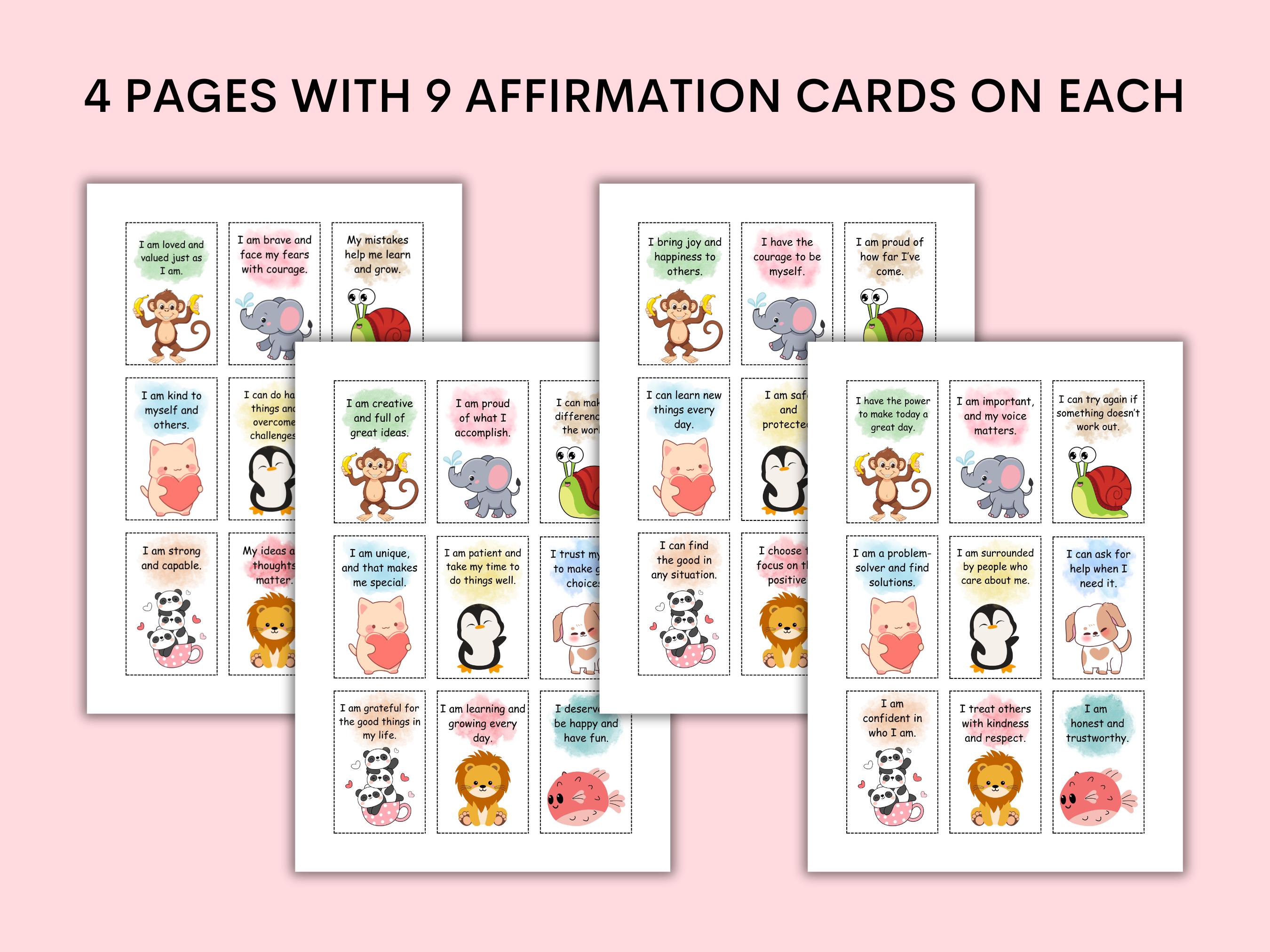36 Affirmation Cards for Kids, Positive Affirmations Printable | Growth ...