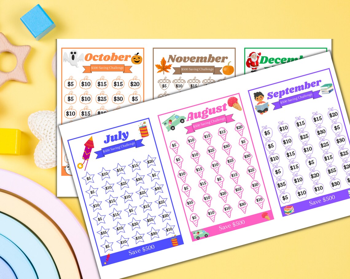 12 Monthly Savings Challenge Bundle Money Challenge A6 Mini - Etsy