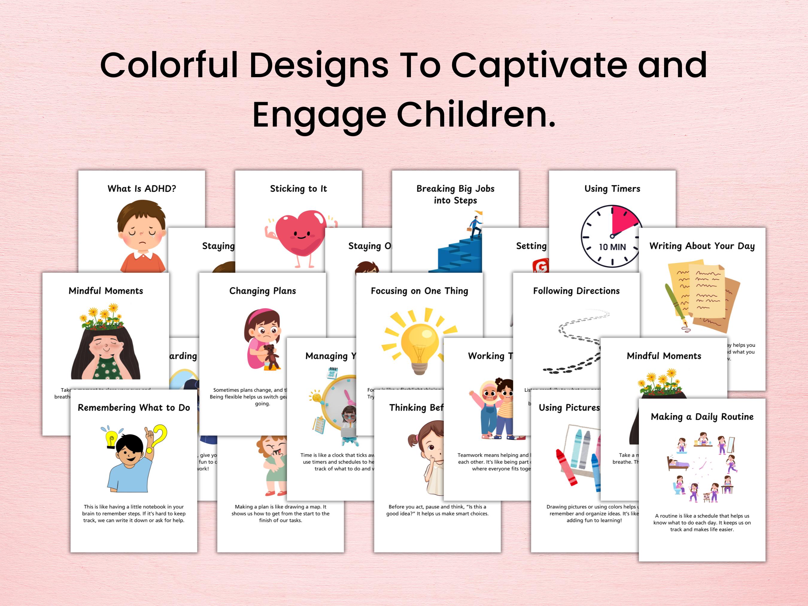ADHD Executive Functioning Cards for Kids | Printable Cards | Behavior ...
