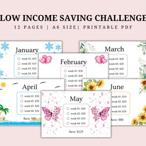 A6 Landscape Monthly Savings Challenge Bundle, Money Challenge, A6 Mini ...