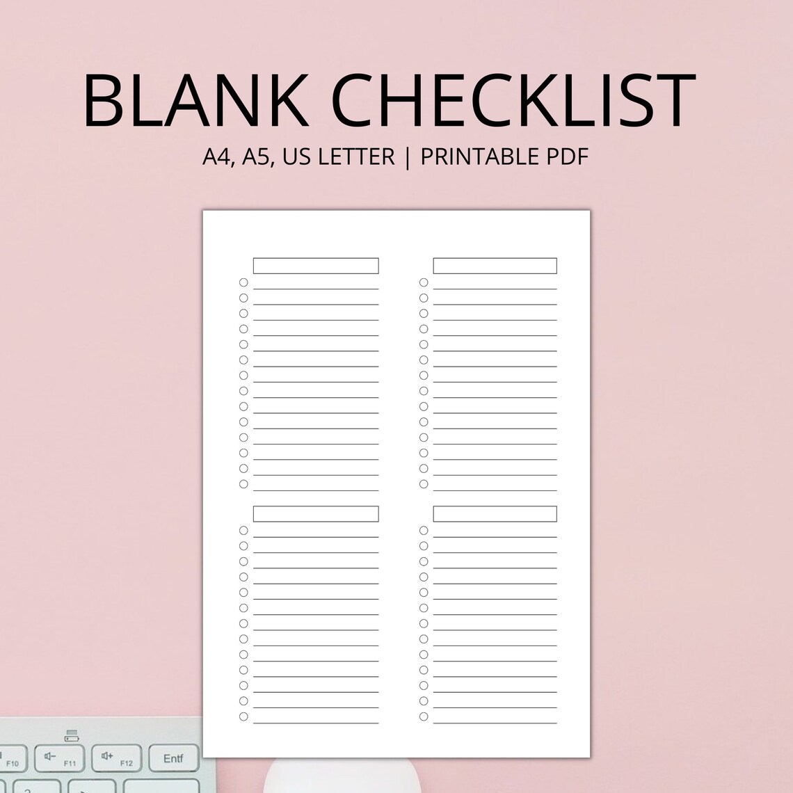 Blank Checklist Planner Printable Checklist Planner Refill - Etsy