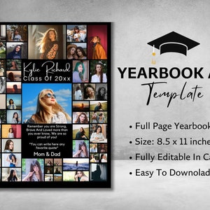 Full Page Graduation Ad Yearbook, Custom Yearbook Template, Editable ...