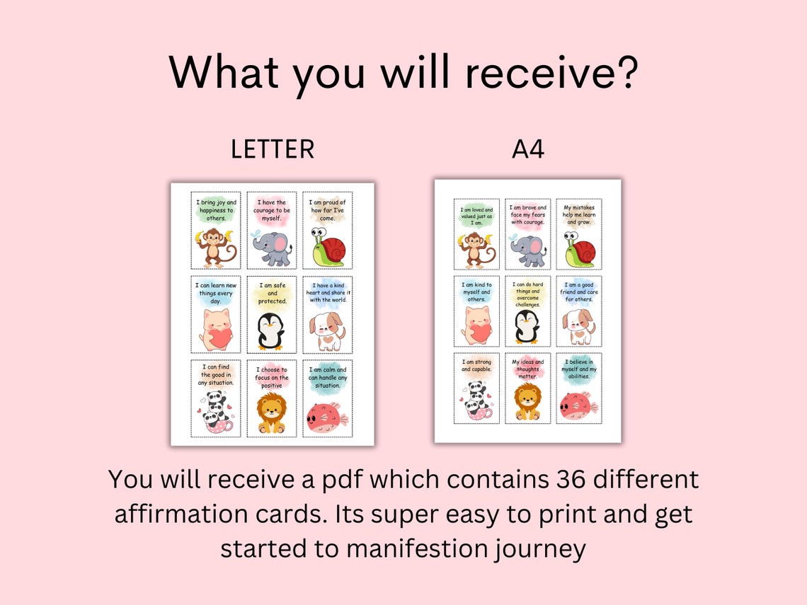36 Affirmation Cards for Kids, Positive Affirmations Printable | Growth ...