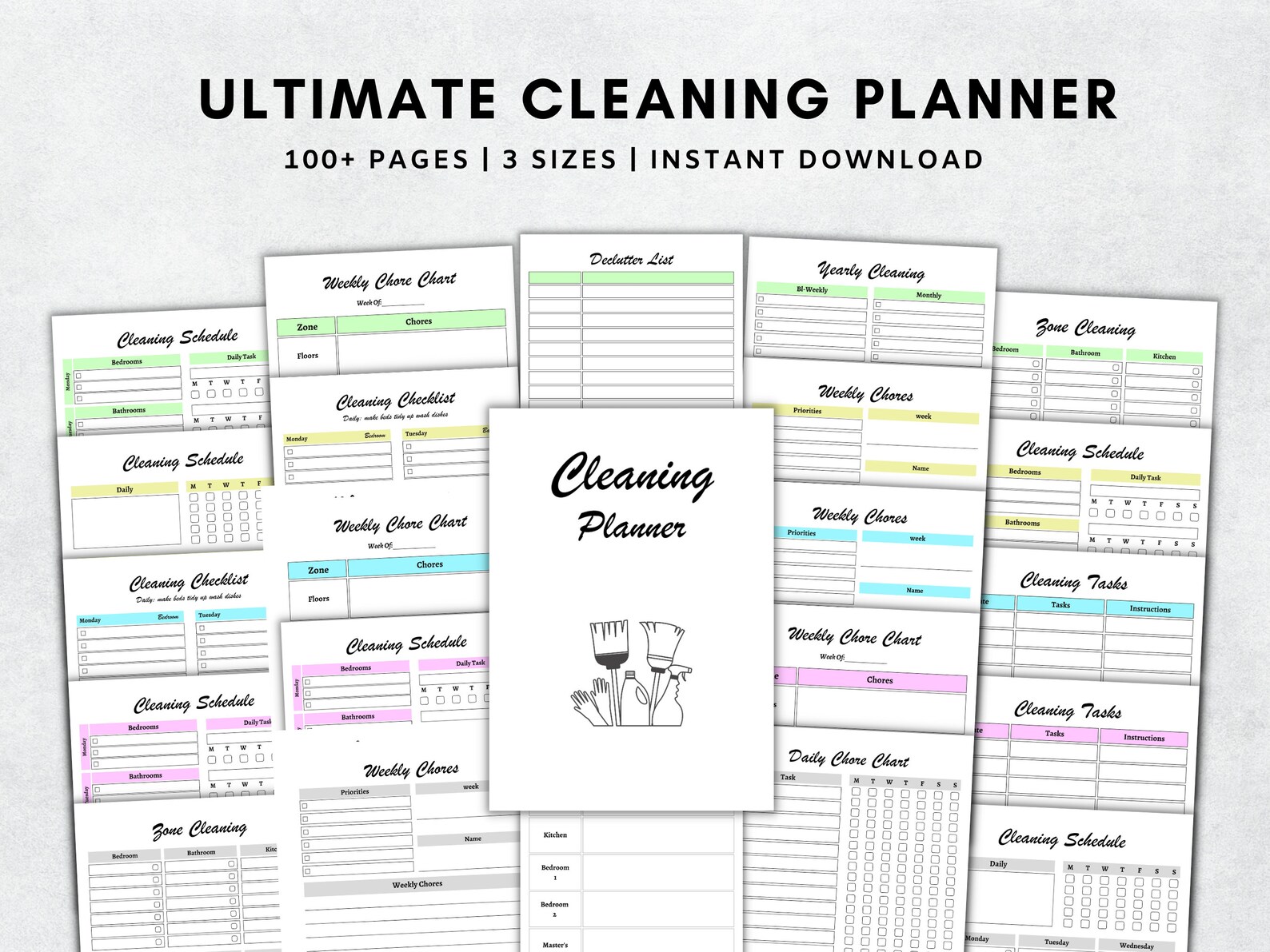 Cleaning Planner Bundle, Cleaning Schedule, Daily Chore Chart, Cleaning ...