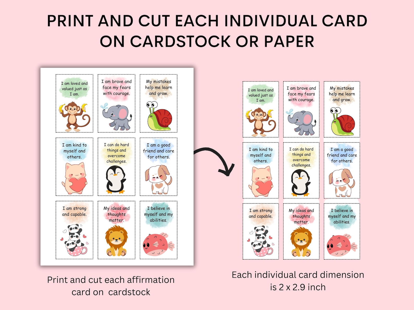 36 Affirmation Cards for Kids, Positive Affirmations Printable | Growth ...