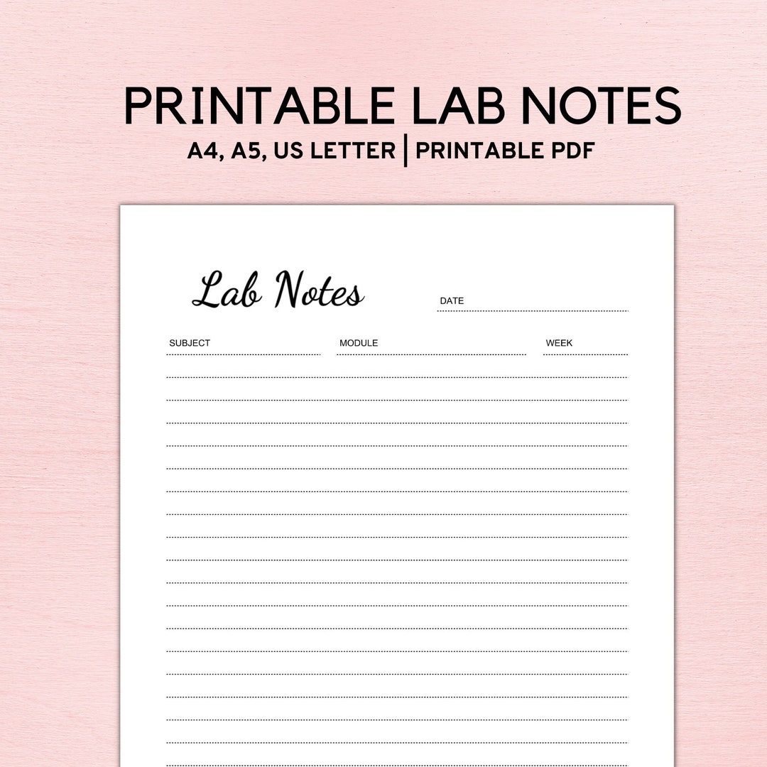 Printable Lab Notes, Lined Paper, Printable Notes, Lecture Notes, Note ...