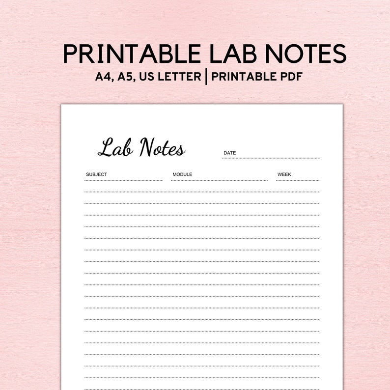 Printable Lab Notes, Lined Paper, Printable Notes, Lecture Notes, Note ...