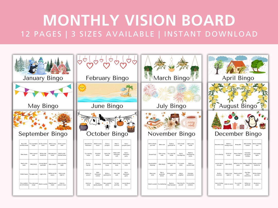2025 Vision Board Bingo Game, Vision Board Template, Fun Goal-setting ...