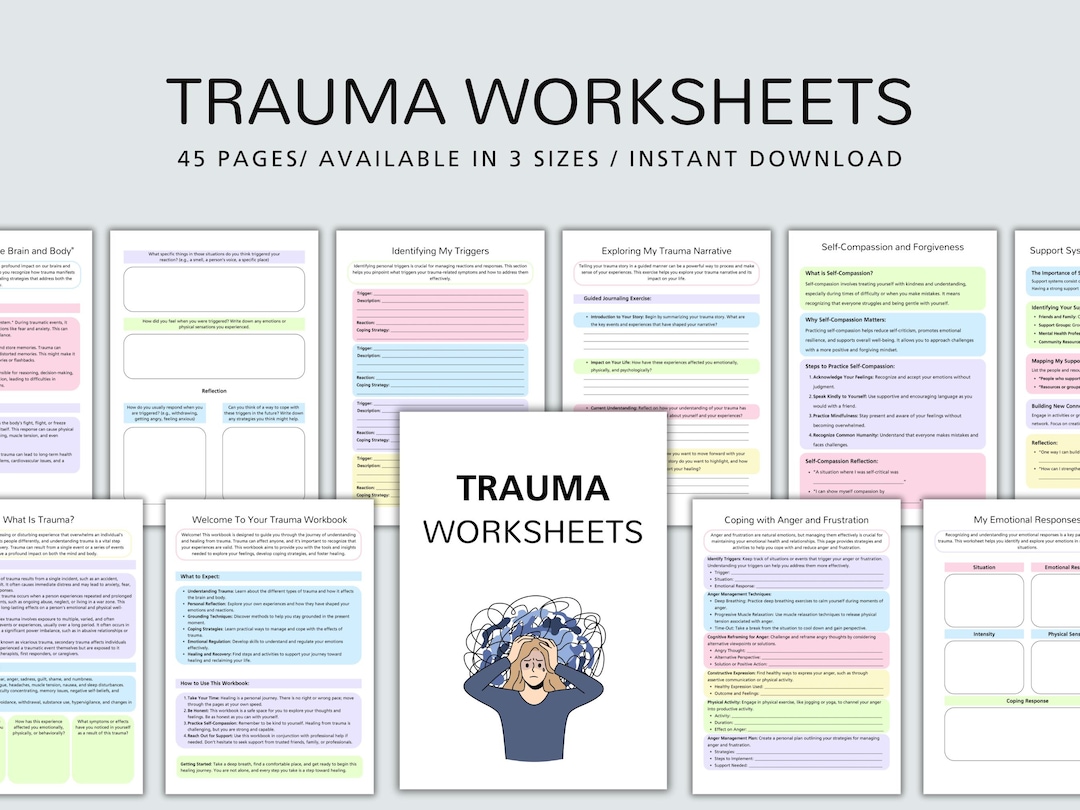 Trauma Therapy Worksheet for Adults, Trauma Worksheets, Crisis Therapy ...