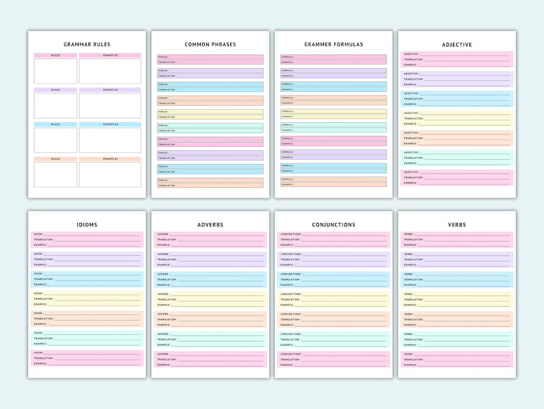 Language Learning Planner 2025 Printable, Vocabulary Builder, Daily ...