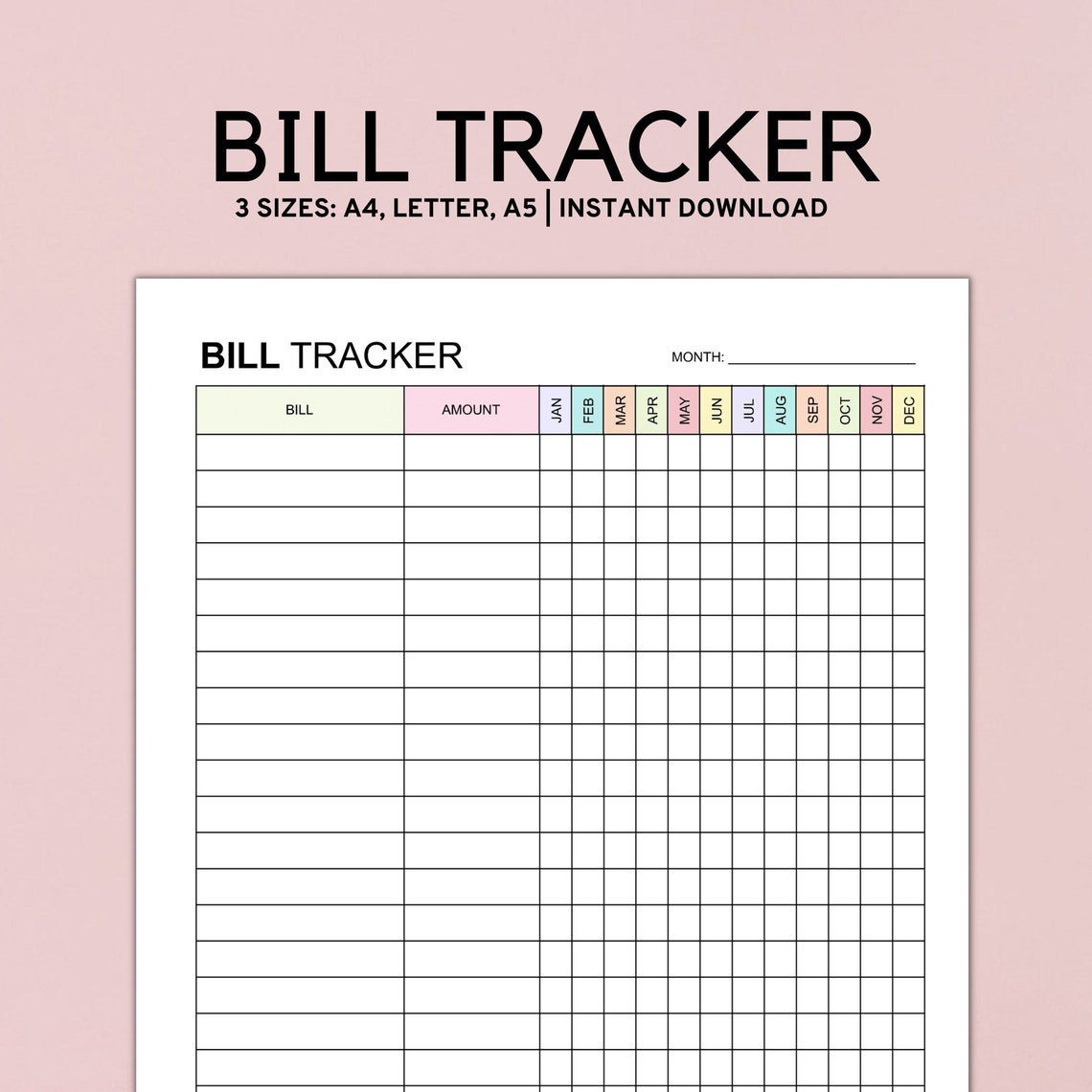 Bill Tracker Planner Printable, Bill Planner, Budget Planner, Expense ...