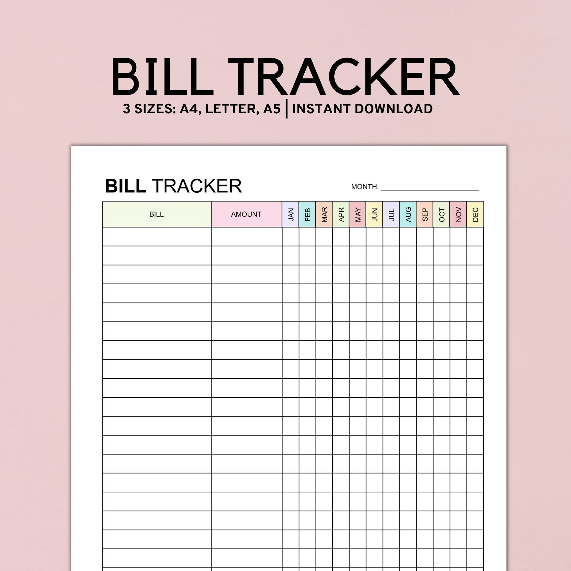 Bill Tracker Planner Printable Bill Planner Budget Planner - Etsy UK
