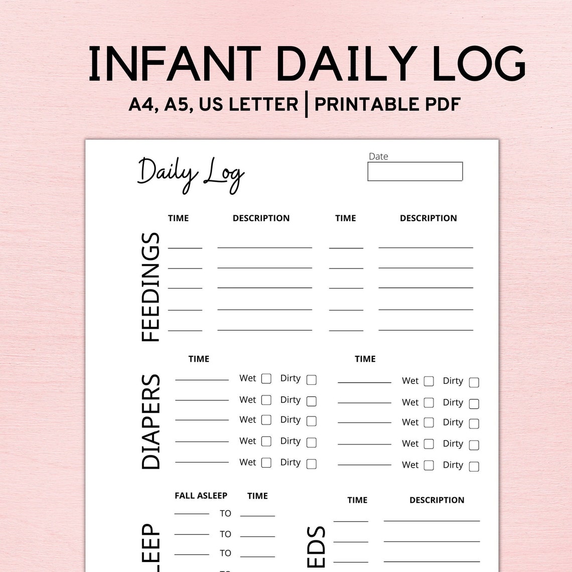 Infant Daily Log Printable - Etsy