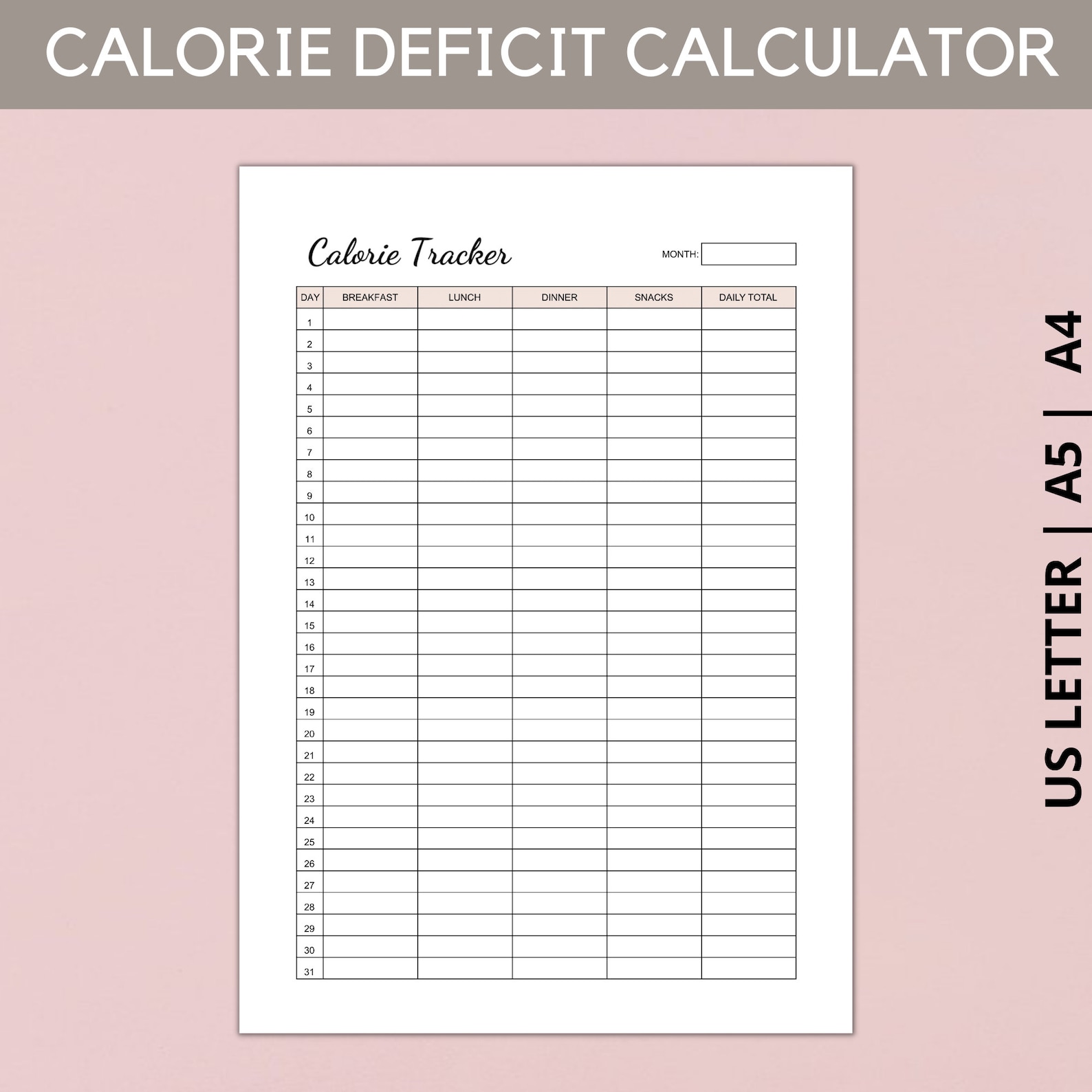 Calorie Tracker, Calorie Deficit Calculator, Calorie Deficit Tracker ...