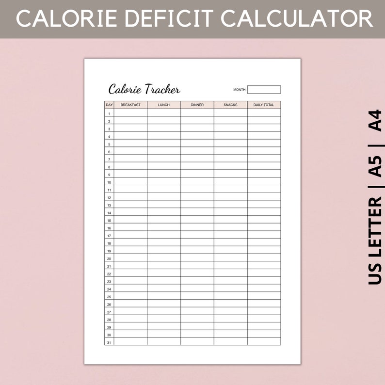 Calorie Tracker, Calorie Deficit Calculator, Calorie Deficit Tracker ...