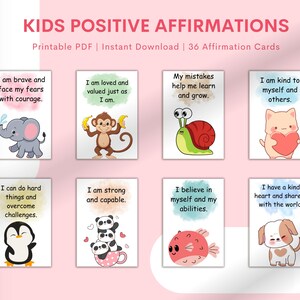 36 Affirmation Cards for Kids, Positive Affirmations Printable | Growth ...