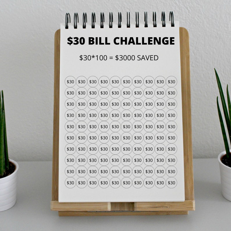 30 Dollar Bill Challenge Printable Savings Challenge Savings - Etsy