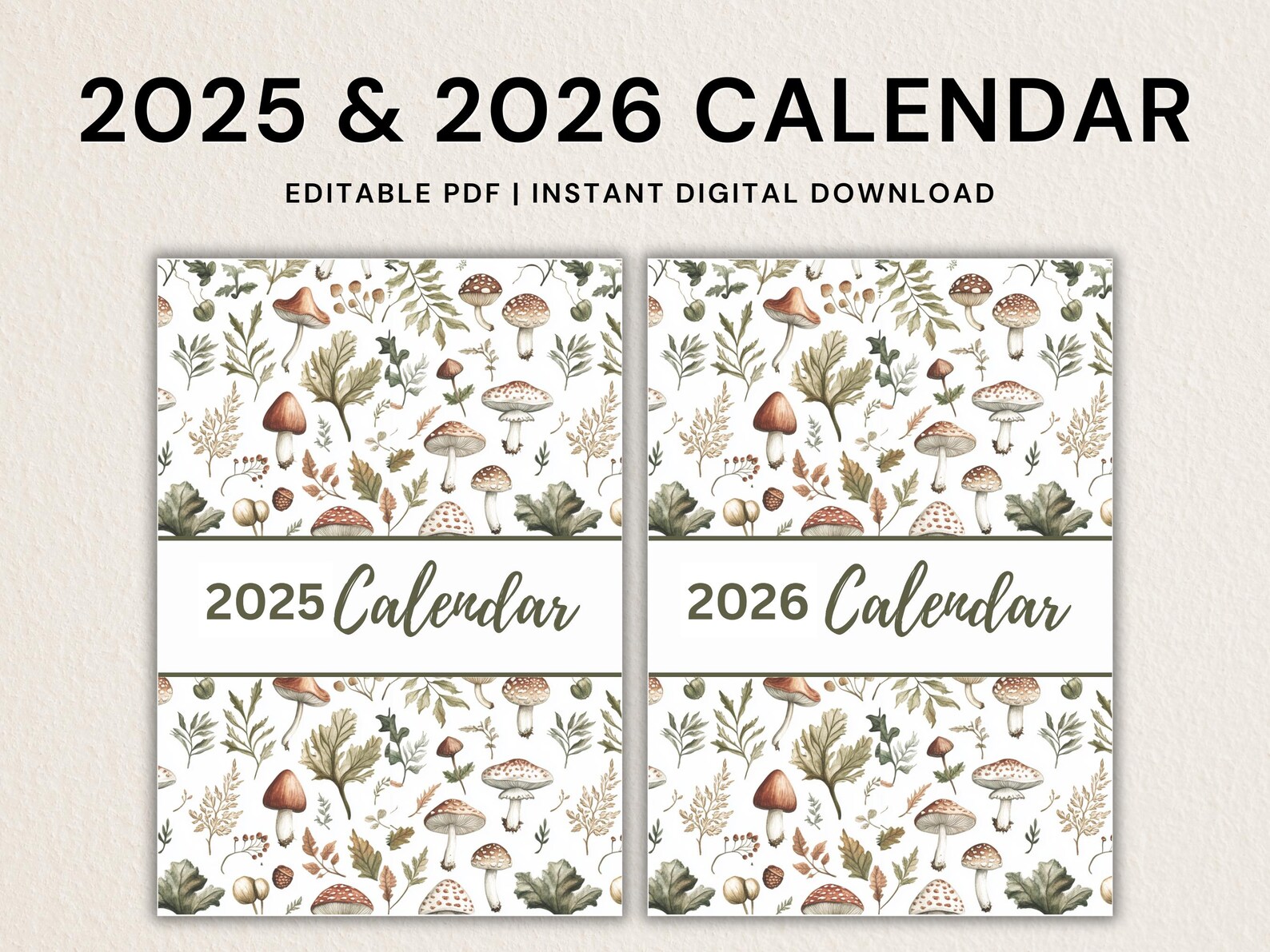 2025-2026 Vintage Botanical Calendar: Floral Wall Art (printable PDF ...