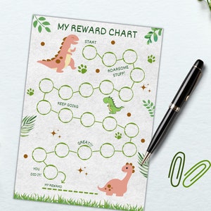 Dinosaur Reward Chart for Kids Behavior Chart Printable, Chore Chart ...