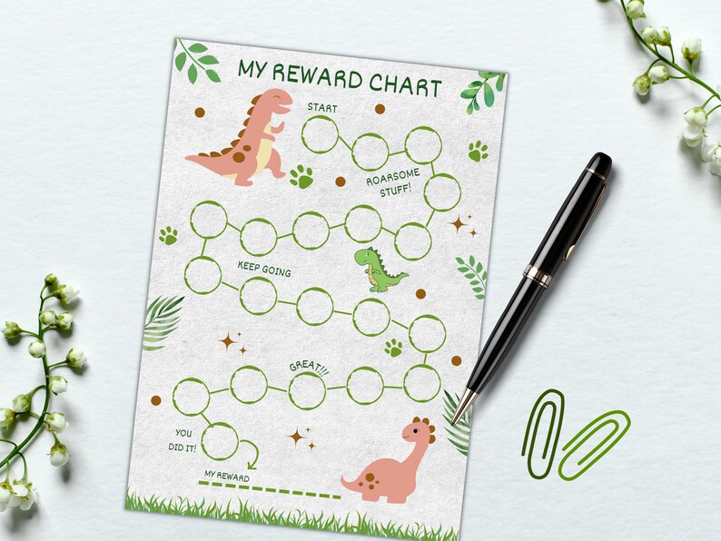 Dinosaur Reward Chart for Kids Behavior Chart Printable, Chore Chart ...